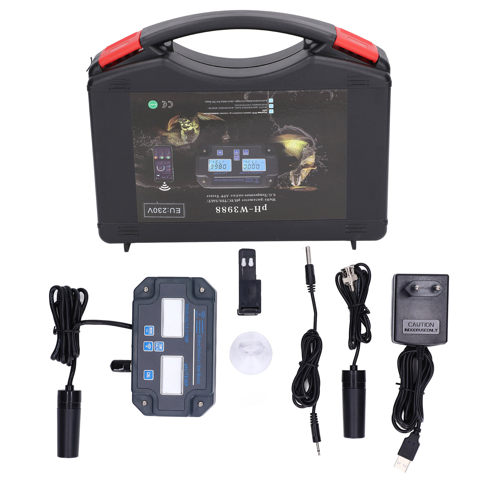 Измеритель качества воды 6-в-1, WiFi, pH, TDS, EC, соли, S.G, температуры