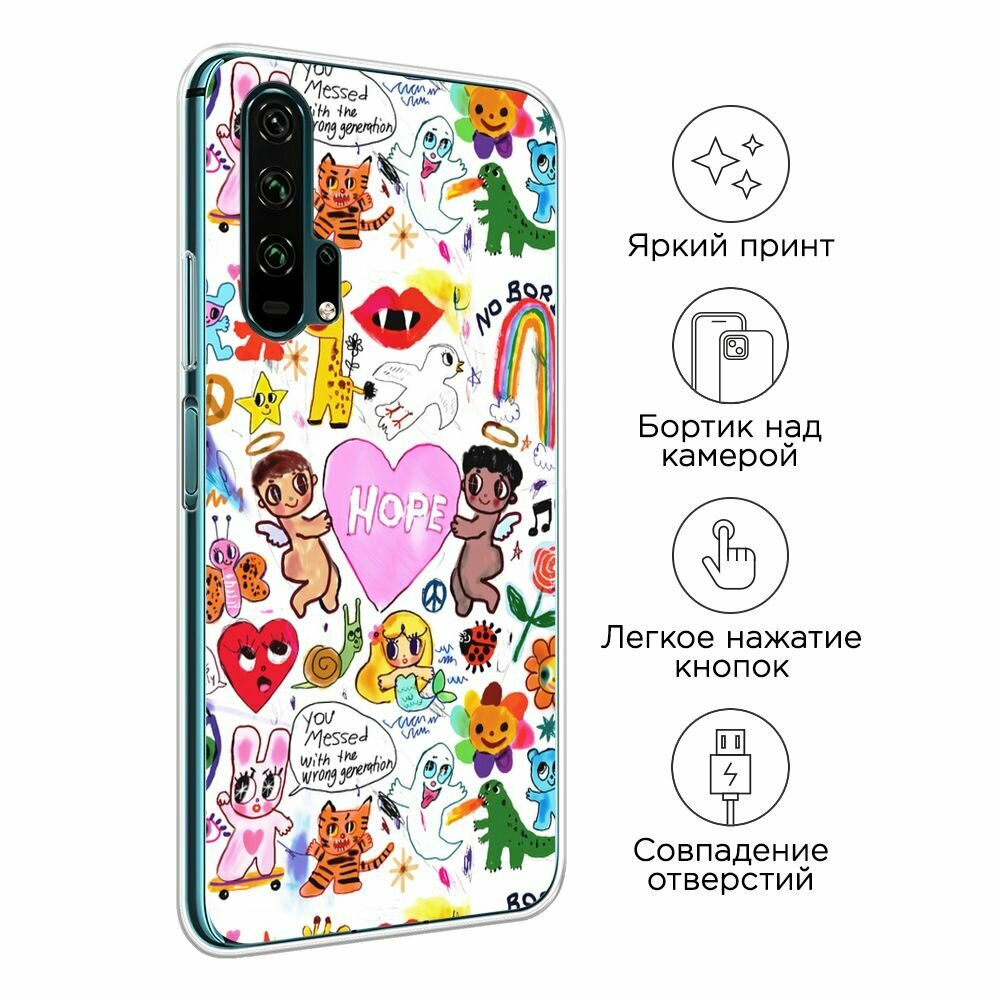 Чехол на Honor 20 Pro / Хонор 20 Про с принтом "Милые рисунки" — фото 1