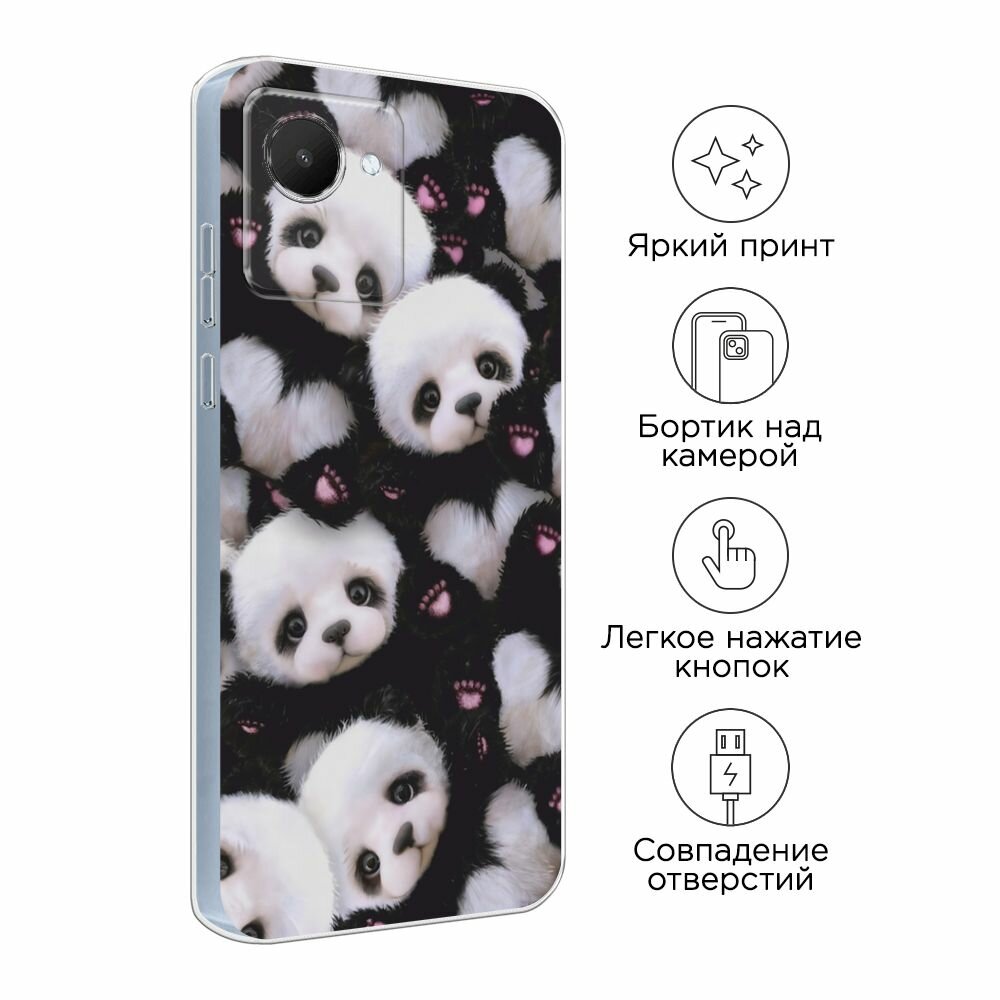 Силиконовый чехол на Realme C30 / Реалми C30 с принтом "Море панд" — фото 1
