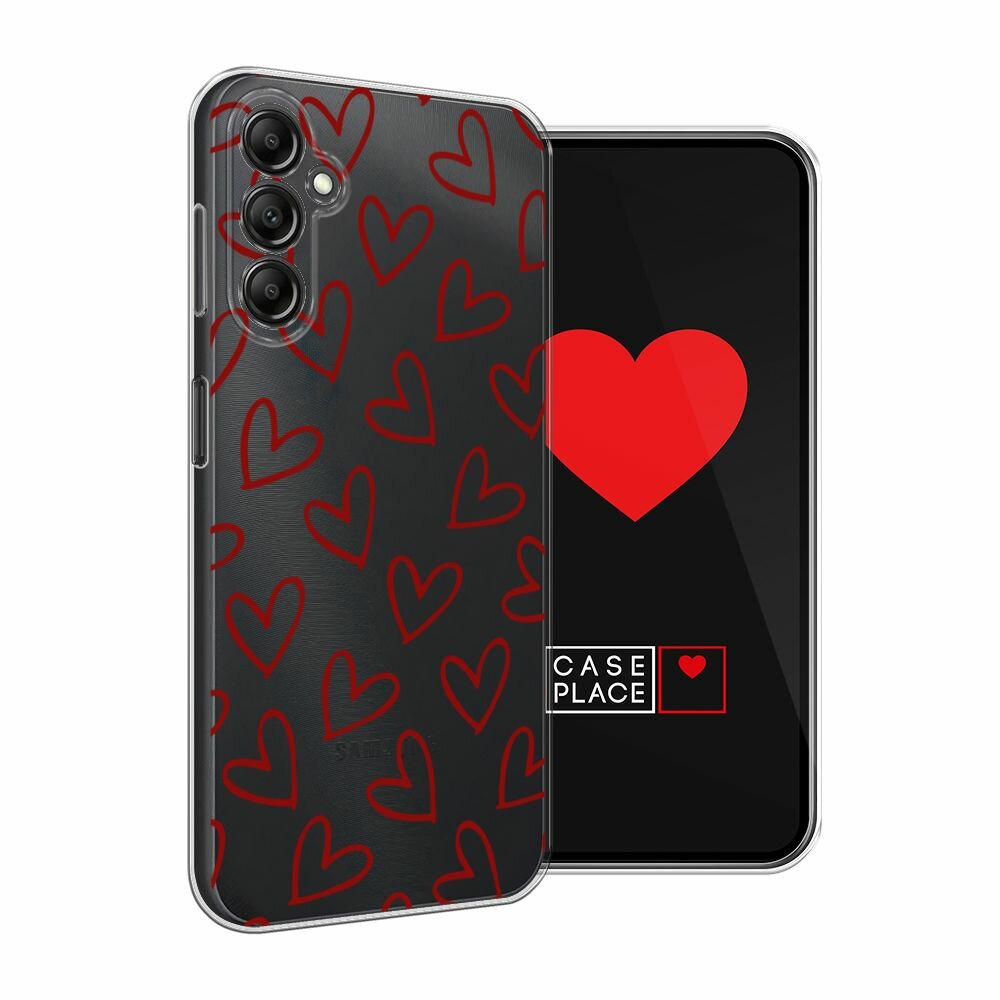 Чехол на Samsung Galaxy A15 / Самсунг А15 с принтом "Little hearts doodles 2 - 14 февраля", прозрачный — фото 1