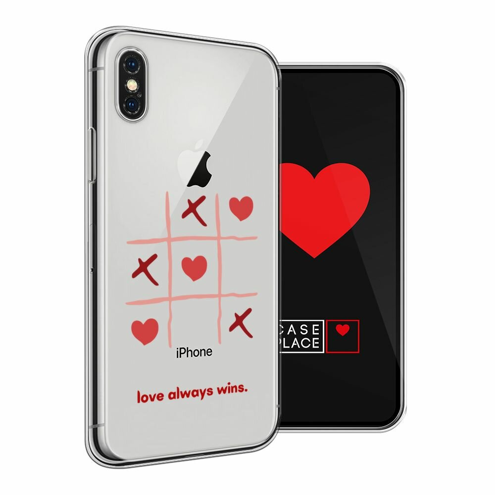 Чехол на Apple iPhone XS Max / Айфон XS Max с принтом "love always wins - 14 февраля", прозрачный — фото 1