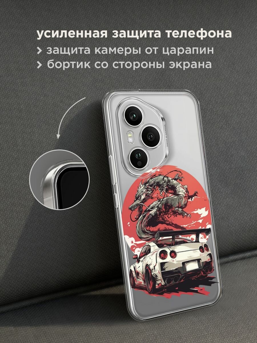 Чехол на Honor 400 Pro / Хонор 400 Про с принтом "Car and dragon", прозрачный — фото 1