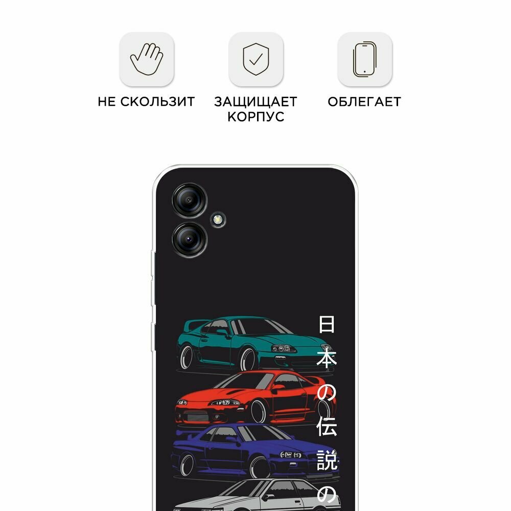 Чехол на Samsung Galaxy A04e / Самсунг A04e с принтом "JDM Legend cars" — фото 1