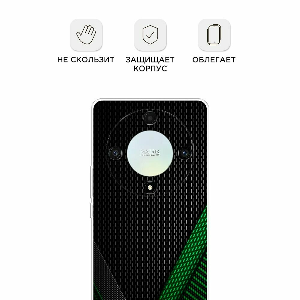 Силиконовый чехол на Honor X9A / Хонор X9A с принтом "Зеленый карбон" — фото 1