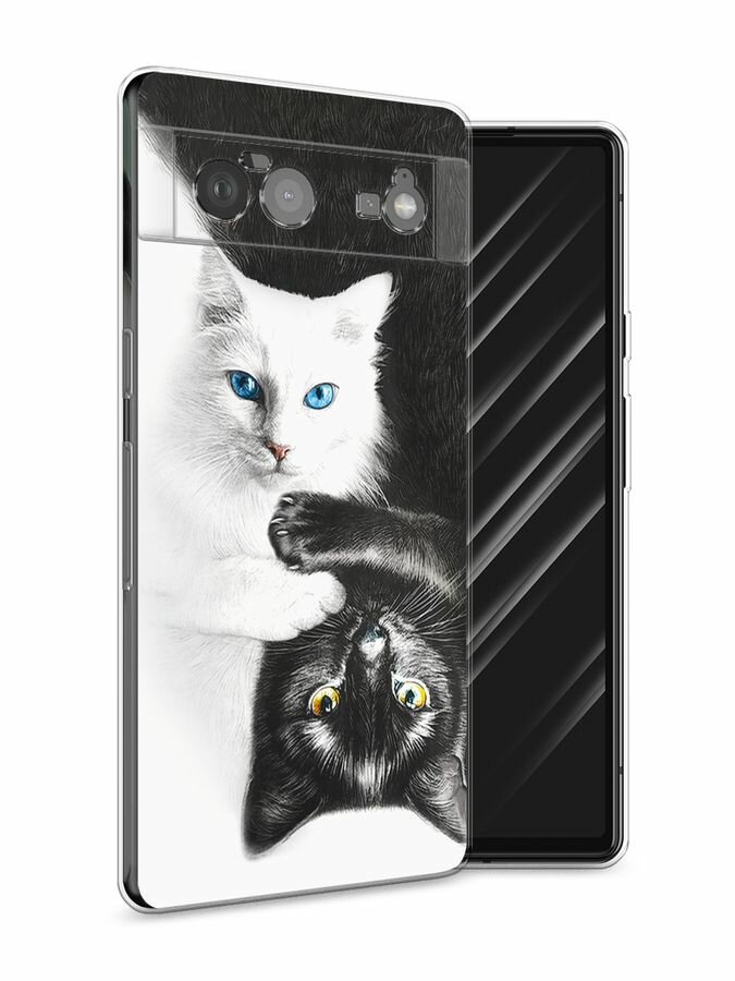 Чехол на Google Pixel 6 / Гугл Пиксель 6 с принтом "Коты Инь-Янь"