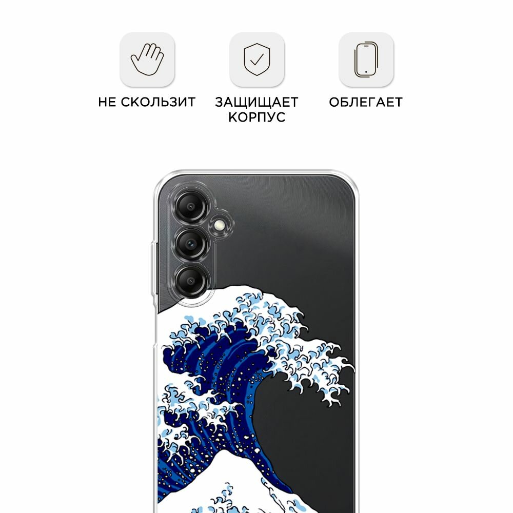 Чехол на Samsung Galaxy A15 / Самсунг А15 с принтом "Волна над Фудзи", прозрачный — фото 1