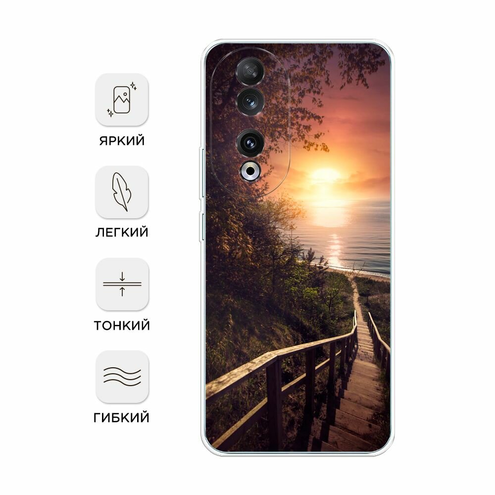 Силиконовый чехол на Honor 90 / Хонор 90 с принтом "Мост у воды" — фото 1