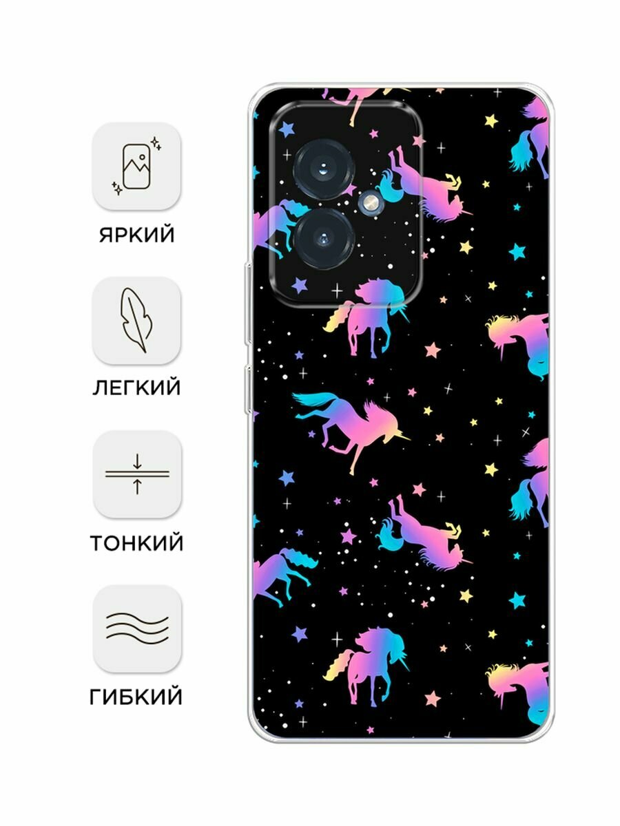 Чехол на Honor 100 / Хонор 100 с принтом "Единороги градиент" — фото 1