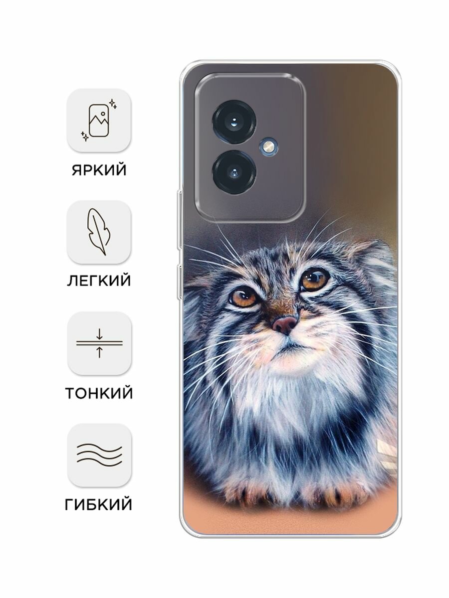 Силиконовый чехол на Honor 100 / Хонор 100 с принтом "Кот манул 2" — фото 1