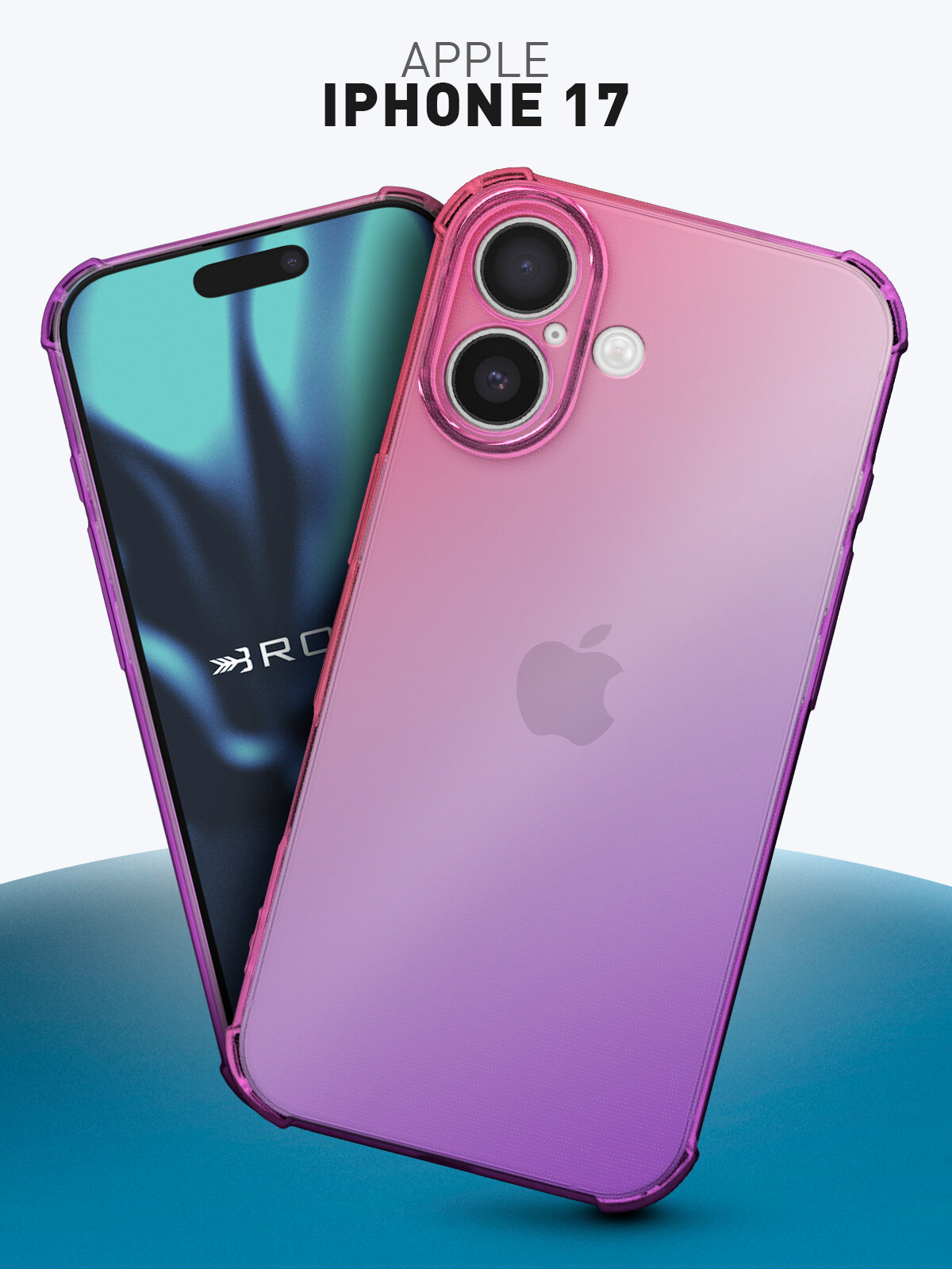 Противоударный силиконовый чехол Rosco на Apple iPhone 17 (Айфон 17), прозрачный розово-фиолетовый