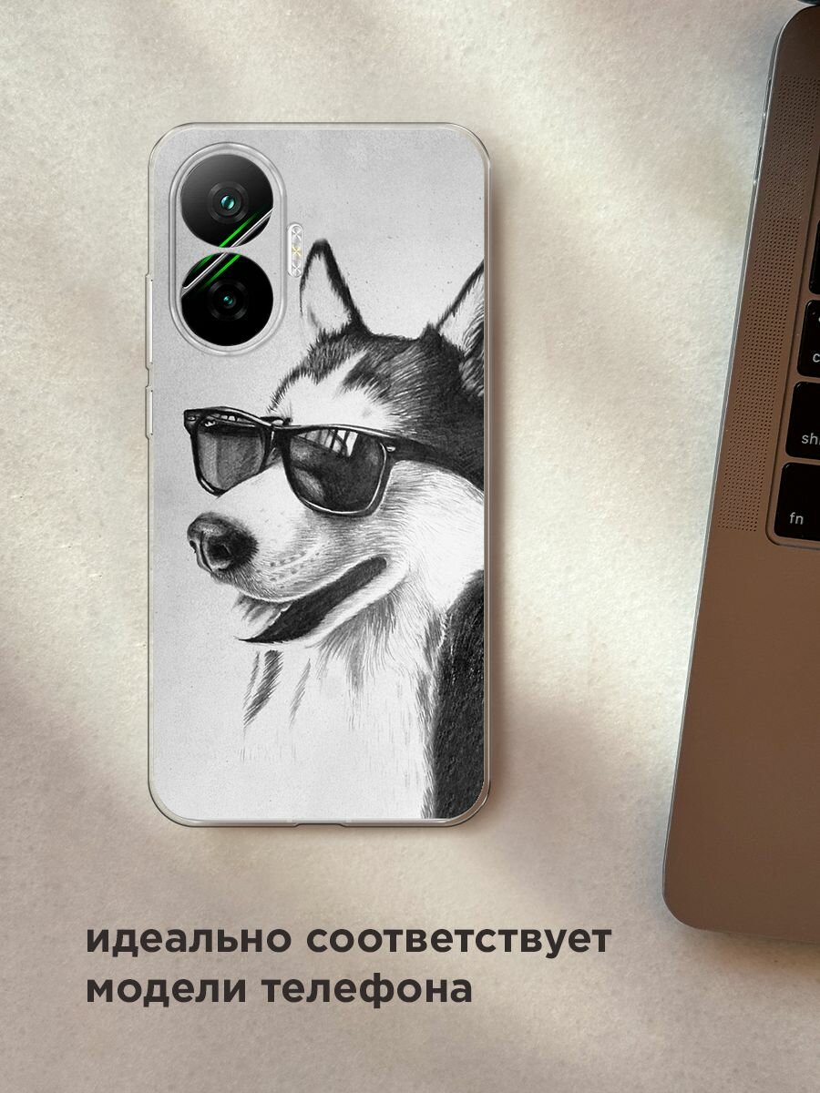 Силиконовый чехол на Poco F7 / Поко F7 с принтом "Крутой Хаске" — фото 1