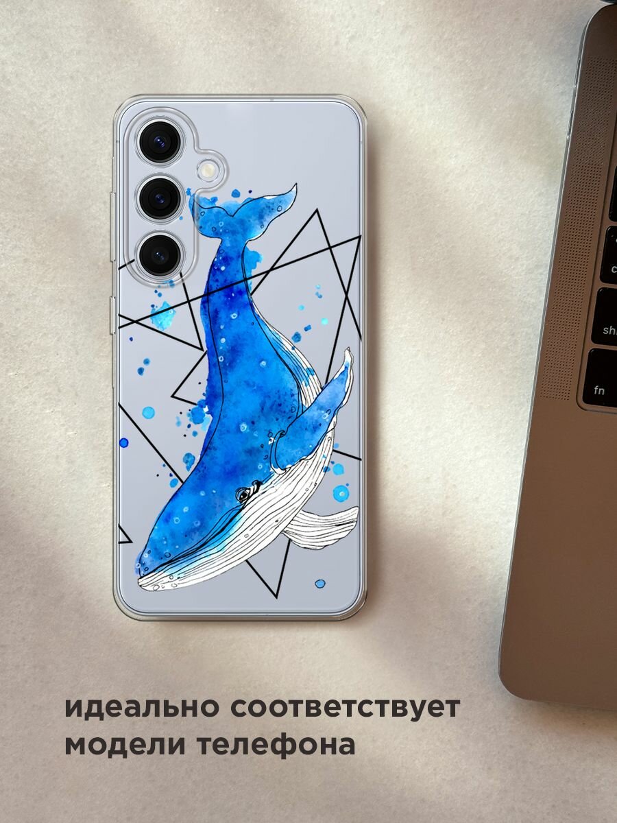 Чехол на Samsung Galaxy S24 FE 5G / Самсунг S24 FE с принтом "Кит графика", прозрачный — фото 1