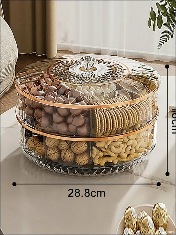 Контейнер для хранения , прозрачный, двухъярусный, для конфет и закусок