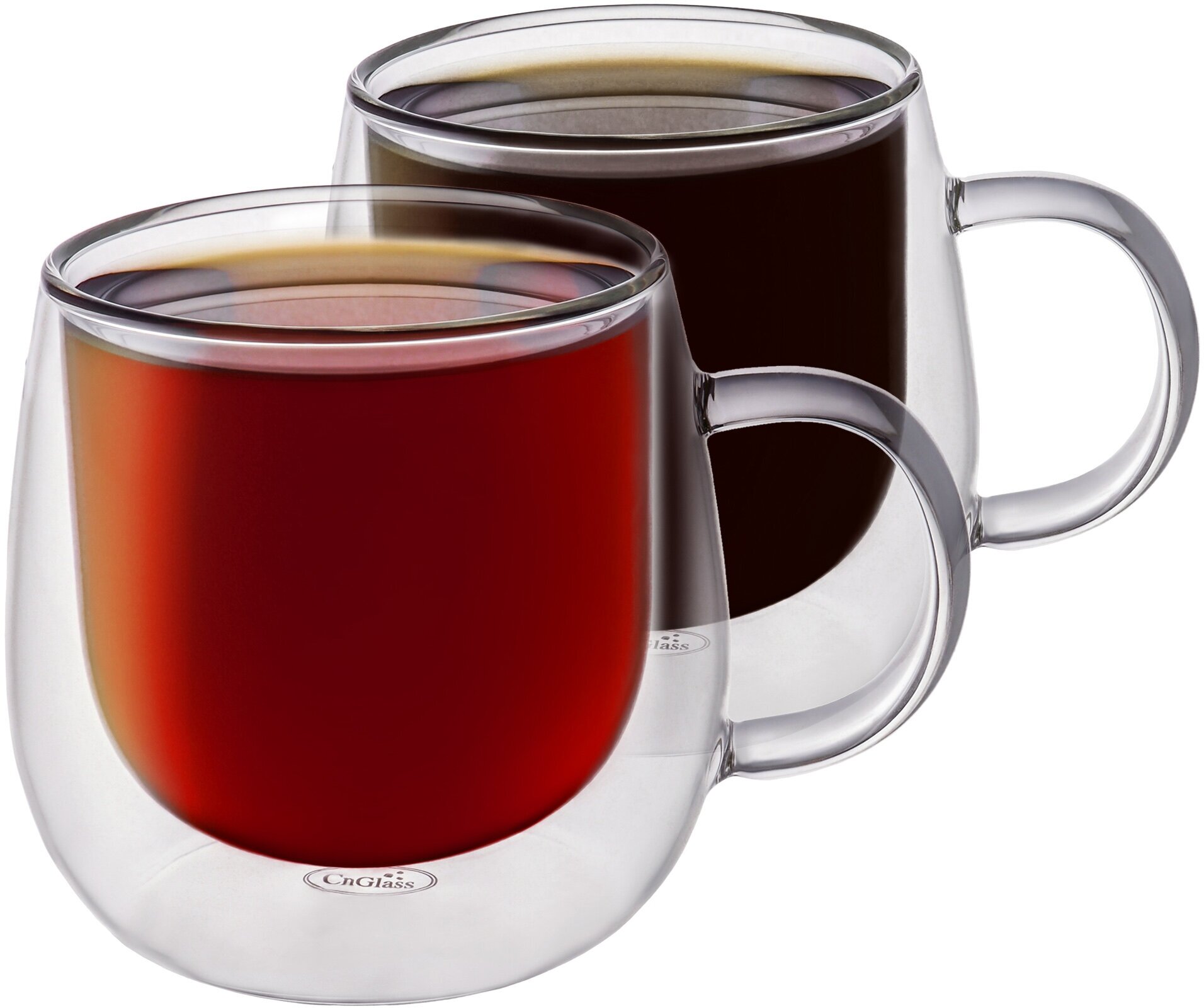 Набор кружек CnGlass стеклянные с двойными стенками для кофе и чая 2 шт. по 290 мл B5-2