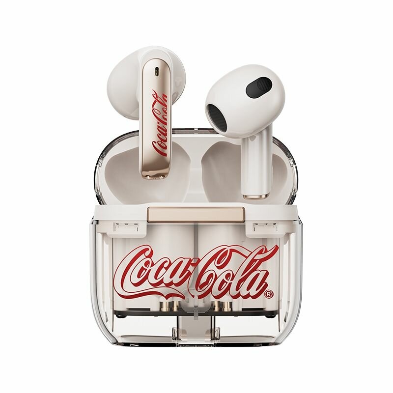 Наушники-вкладыши Coca Cola T36S Retro TWS, беспроводные, Bluetooth 5.4, полувкладыши, длительное время автономной работы, сверхлегкие, с микрофоном