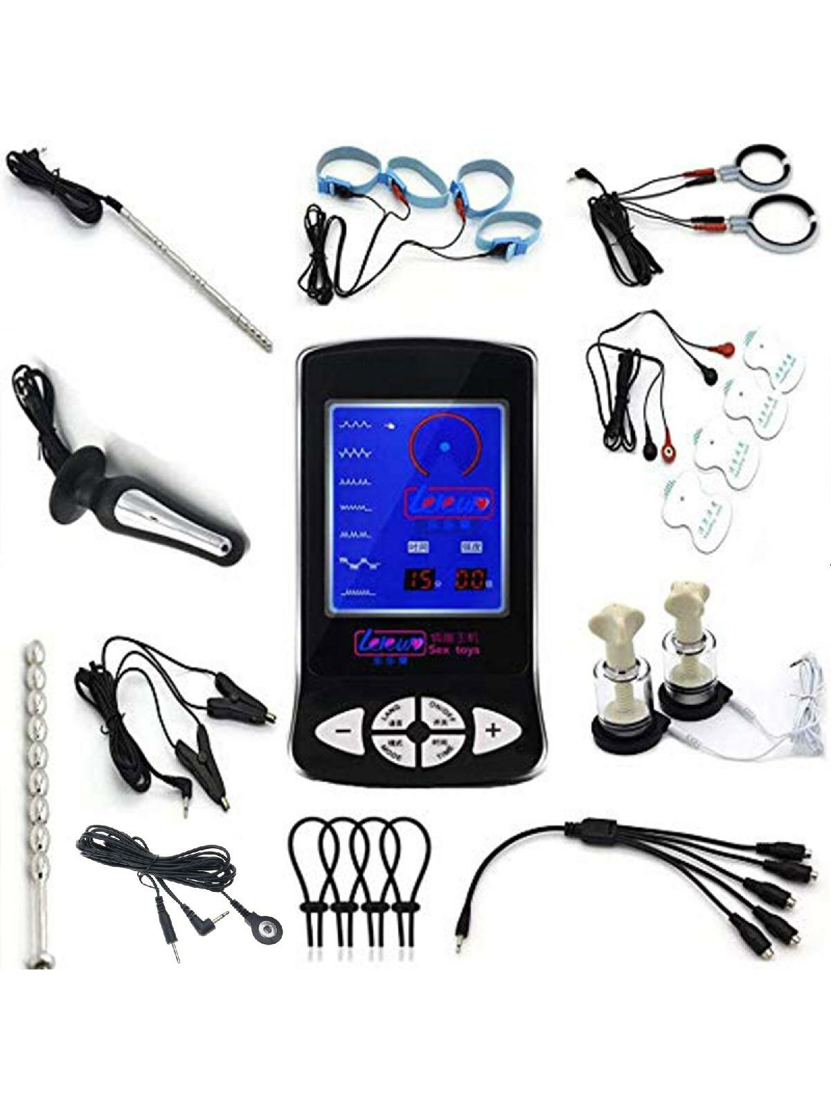 Сексуальный зажим для сосков с электрическим током, анальная пробка, палочка для лошадиных глаз, кольцо для пениса