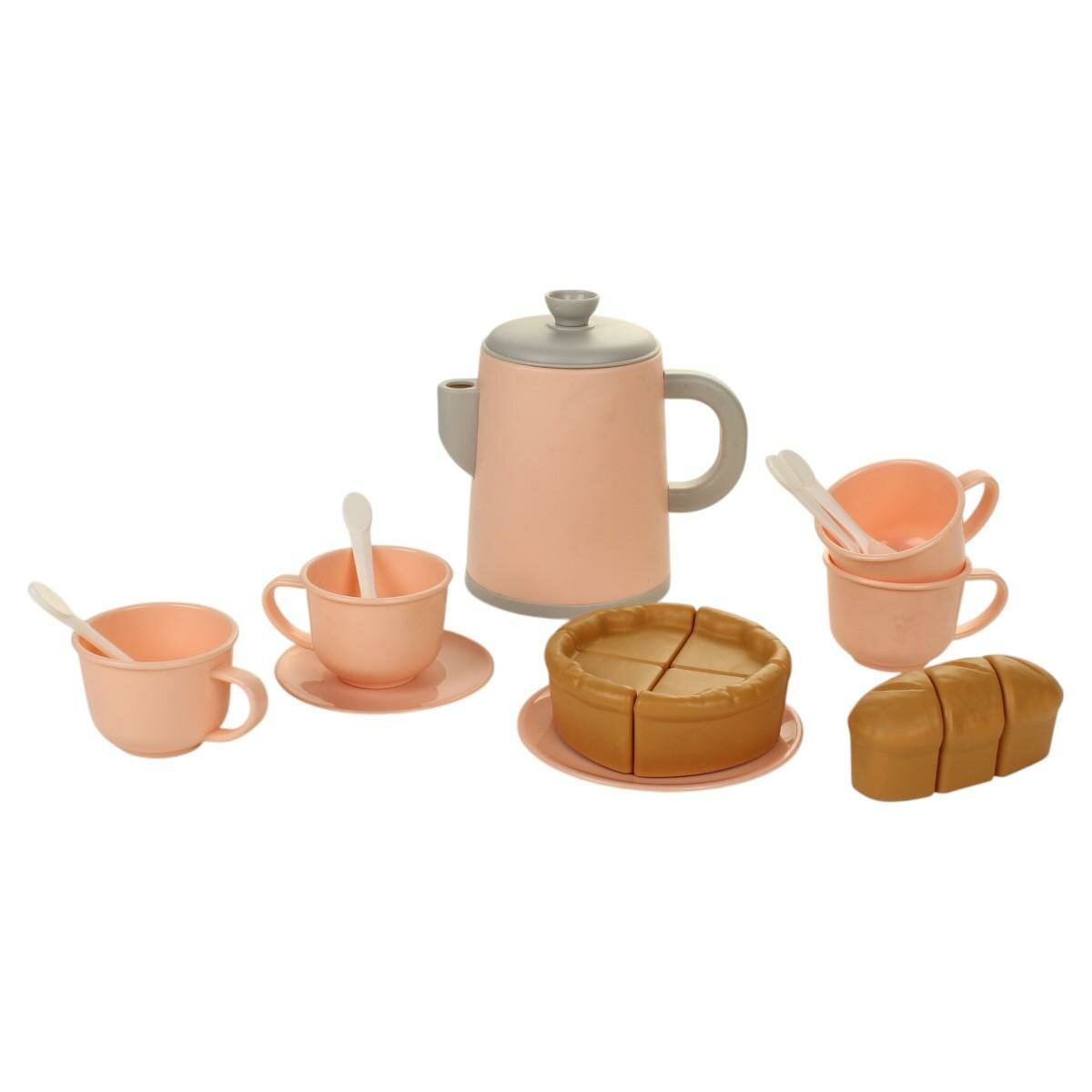 Набор посуды детский 'Soft Glue', 18 предметов, пластик, розовый/серый