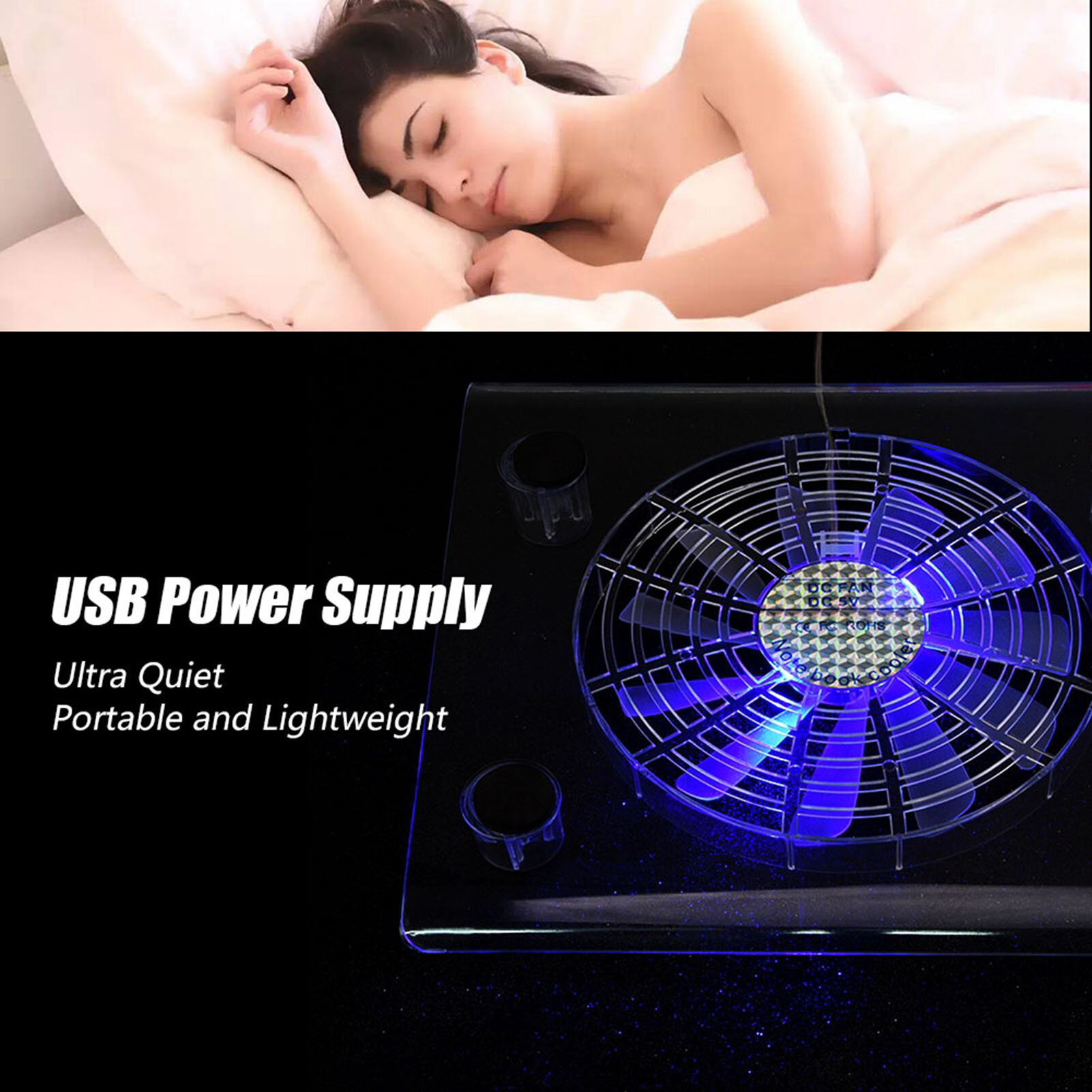 Cooler Cooling Pad с вентиляторами USB для ноутбука, , PS3 с LED RGB подсветкой, 1400RPM, материал ABS, вес 250г, размер 26.5*26*2.5см, подключение USB, подходит для ноутбука, , PS3, Xbox one, опора Alloy Bearing, в комплект входят 1 Cooler Cooling