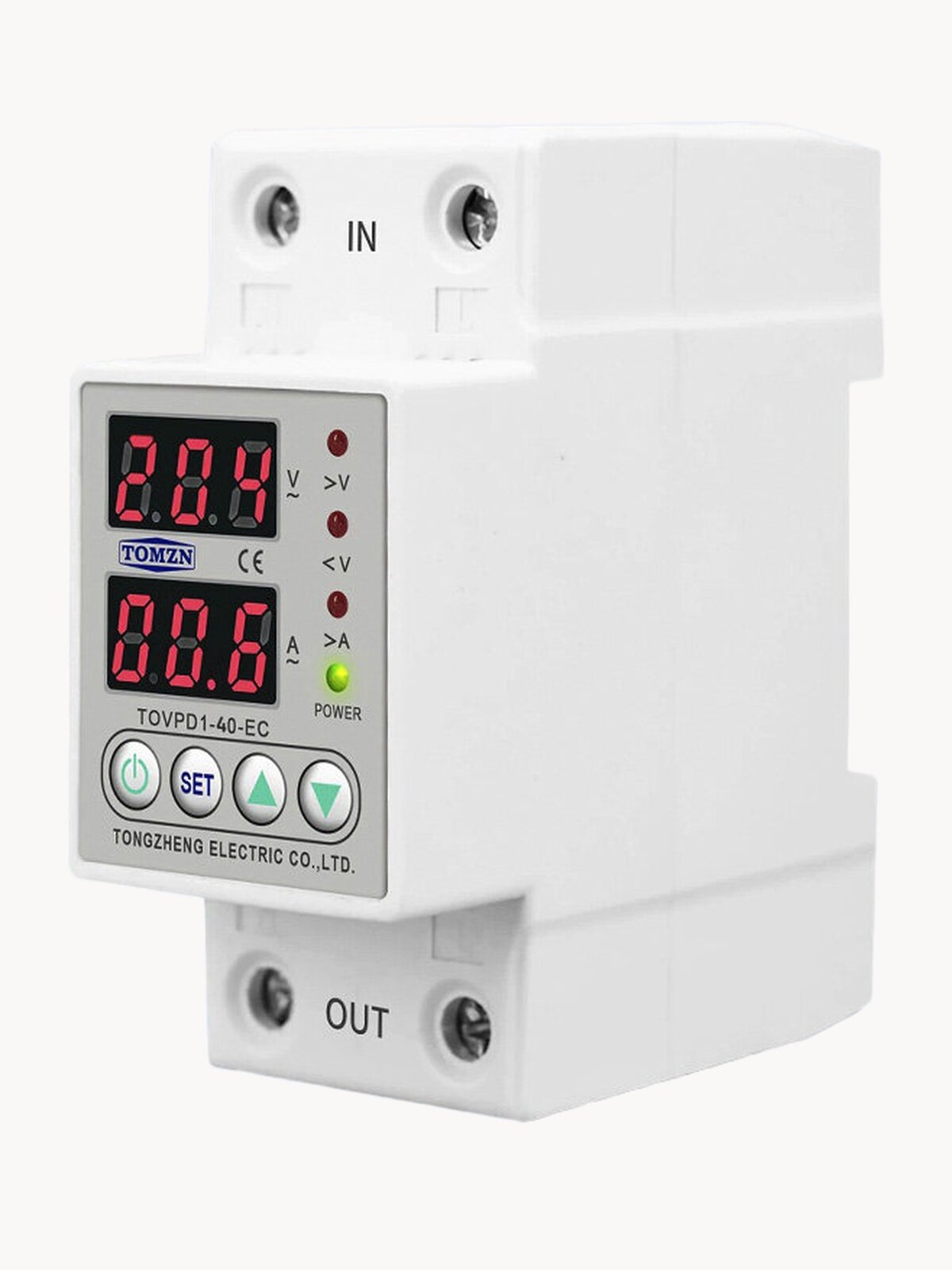 Реле контроля напряжения TOMZN TOVPD1-40-EC, монтаж на DIN рейке, 40А