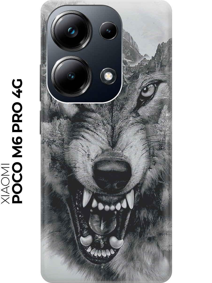 Силиконовый чехол на Xiaomi Redmi Note 13 Pro 4G / Poco M6 Pro 4G / Сяоми Редми Ноут 13 Про 4г / Поко М6 Про 4г с рисунком "Волк в горах"