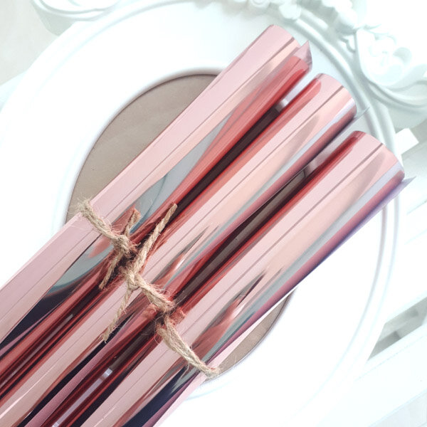 Термотрансферная плёнка с зеркальным эффектом, цвет Розовое Золото, размер 25х25см, цена за 2 листа