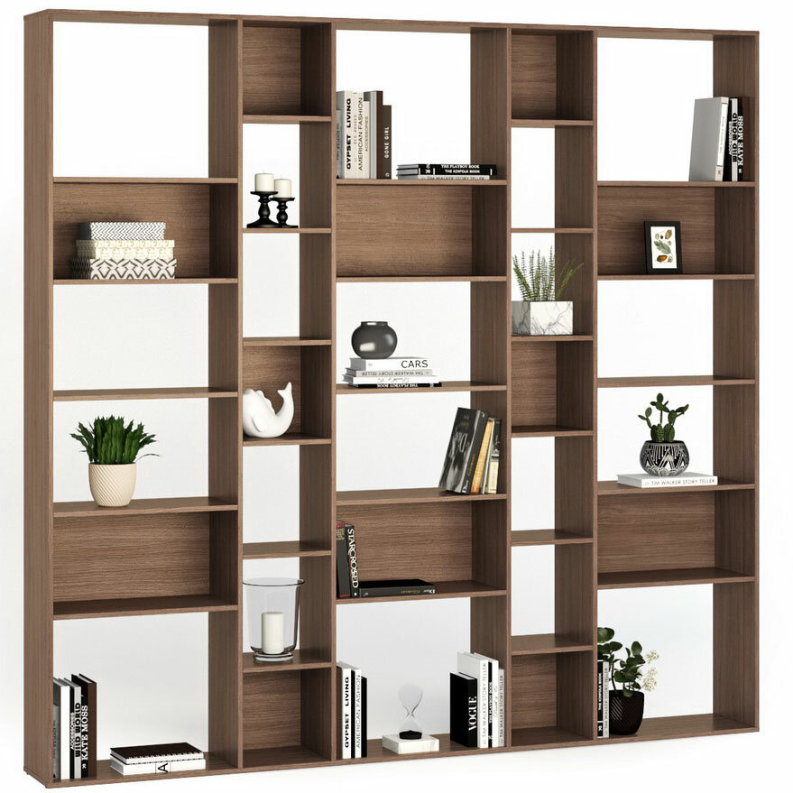 Стеллаж перегородка для зонирования комнаты 2200х252х2237 мм МагМебель №18 ясень шимо тёмный