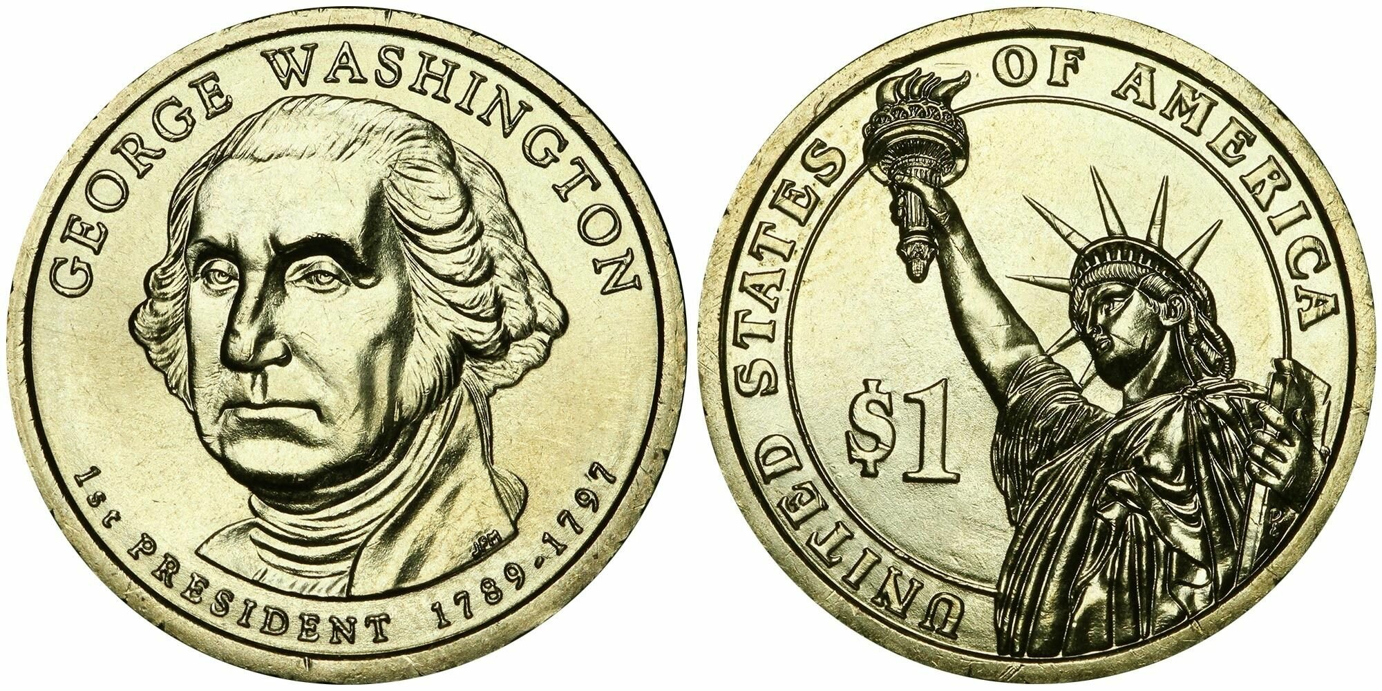 США 1 доллар 2007 Президент 1 - Джордж Вашингтон (1789-1797) аUNC