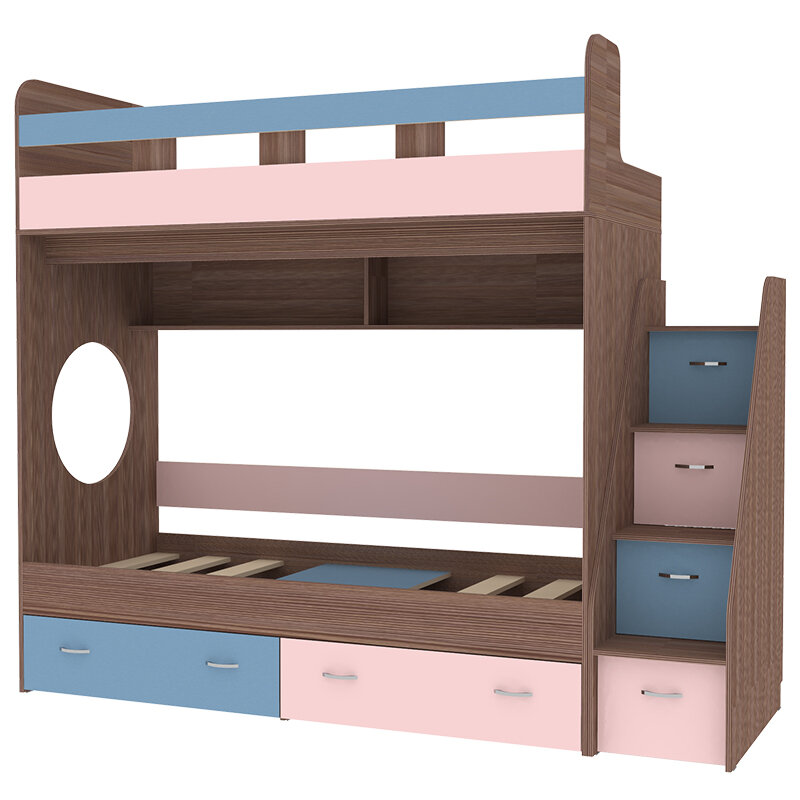 Двухъярусная кровать Юниор 1 80x160 Бодего Темный Голубой/Розовый