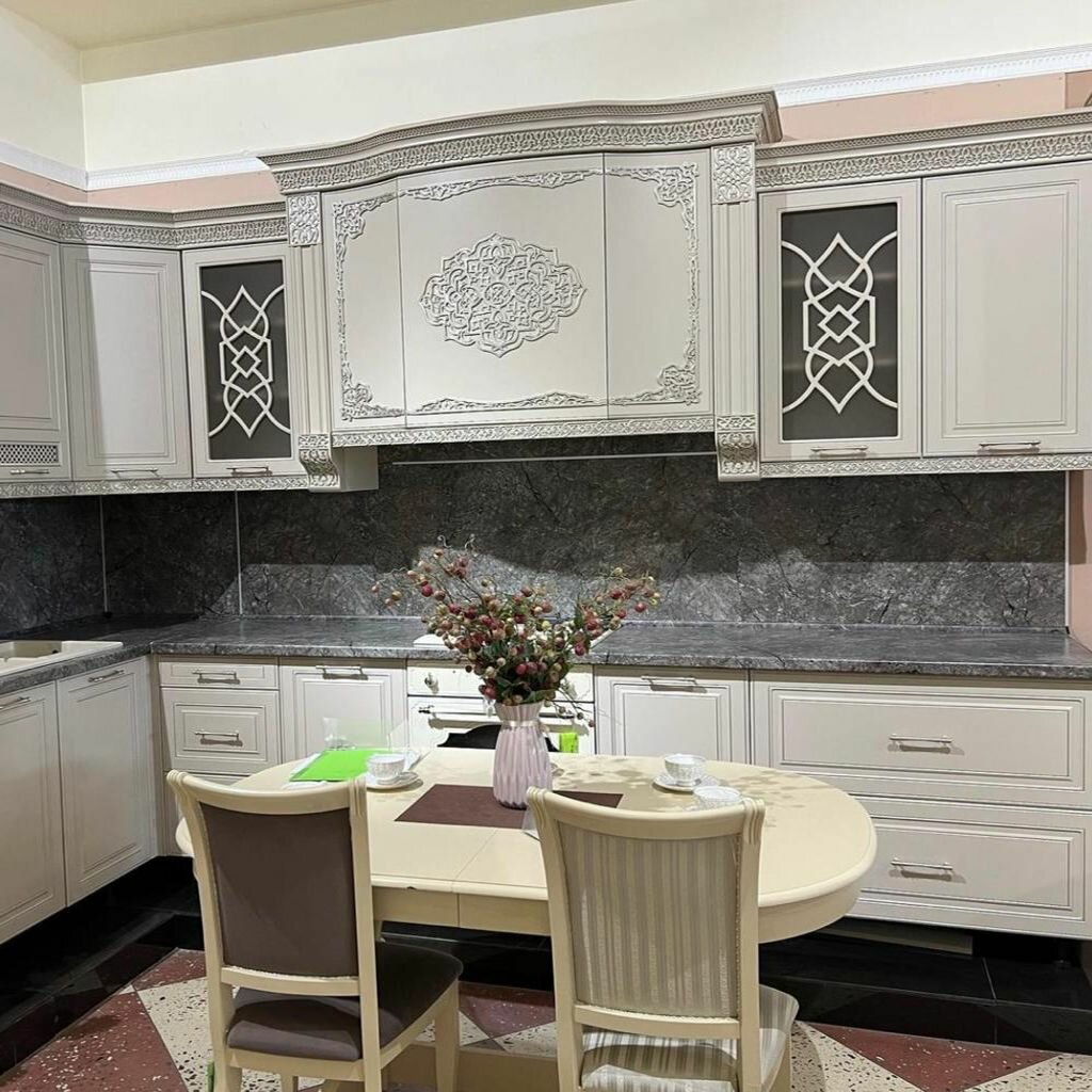 Кухня угловая Заман Арабика 3.45х1.5м шампань