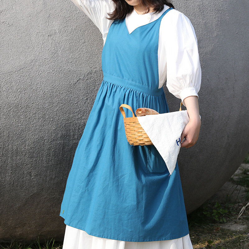 Фартук That Wipe Blue, хлопок, японский и корейский стиль, водоотталкивающий, без рукавов