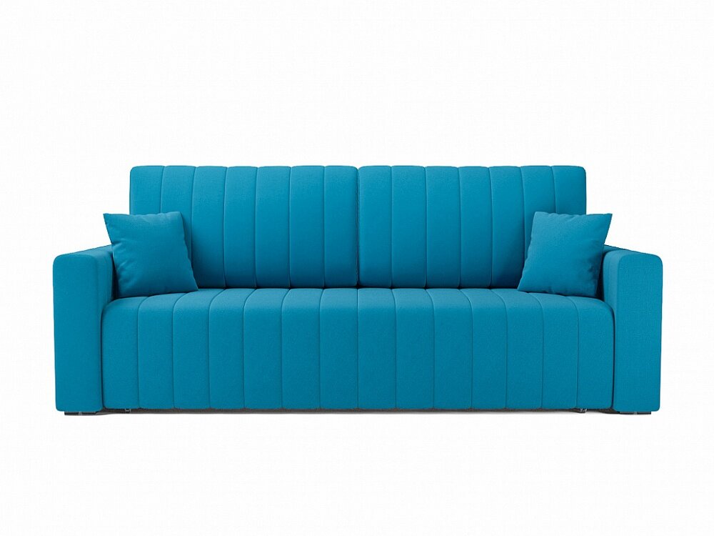 Прямой диван Лондон 2 Голубой Микровельвет, еврокнижка, 241х104х91 см, с ящиком для белья