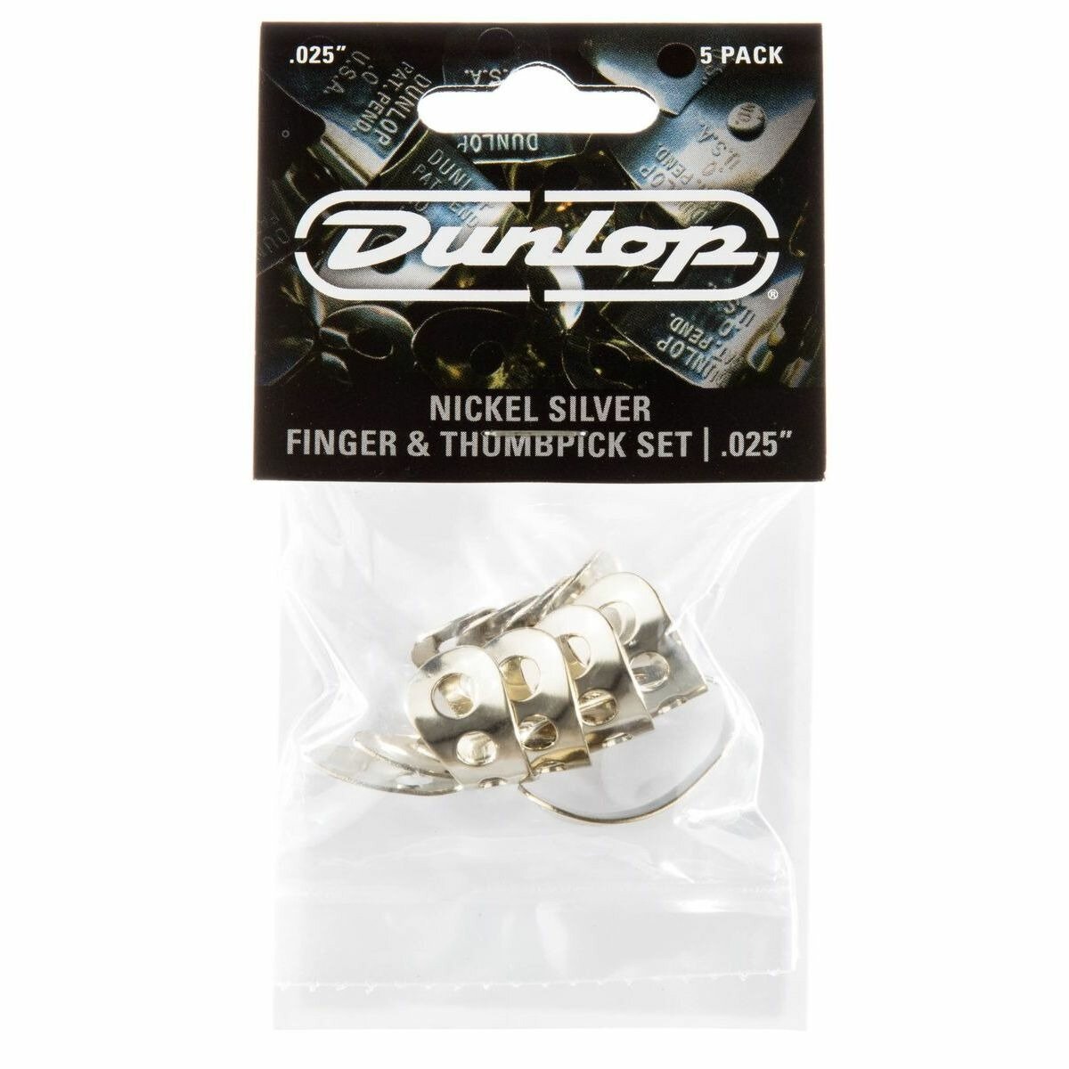 Набор медиаторов 5шт. Dunlop 33P025 Nickel Silver Fingerpick 5Pack