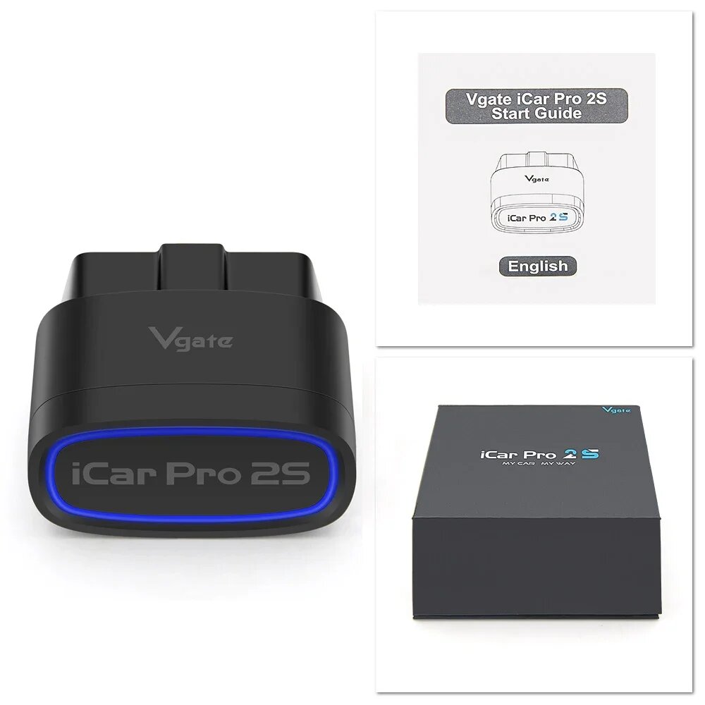 Vgate iCar Pro 2S OBD2 Диагностический инструмент Быстрый Bluetooth 5.2 16-контактный адаптер Автоматический сканер Поддержка гибридного автомобильного проверки Дані чтения двигателя