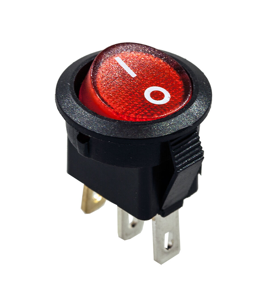 Выключатель (кнопка) 6А для электрооборудования с подсветкой круглый красный