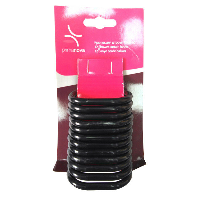PRIMANOVA кольца для занавесок 12 шт овальные пластиковые чёрные стандартной длины - набор
