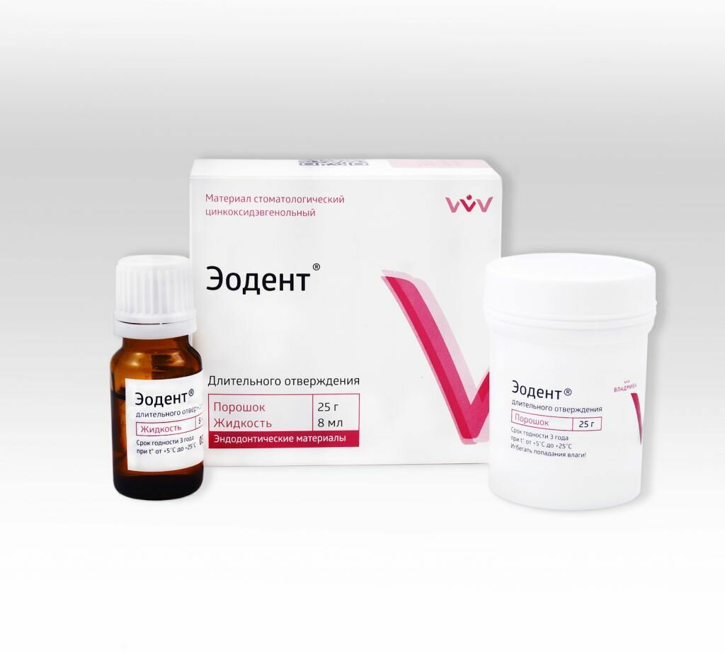 Эодент Normal- (длительного отверждения)цемент для каналов цинкоксидэвгенольный, порошок 25 г+ жидкость 8 мл (ВладМиВа)