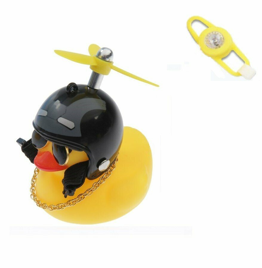 Утка в шлеме Железный Человек в машину с креплением на велосипед и с подсветкой, утка с пропеллером, подарок, Тик Ток Уточка в шлеме