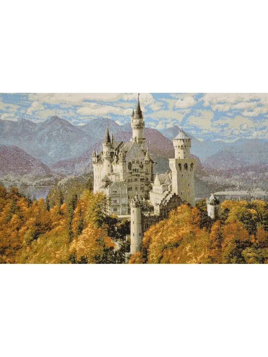 Большой гобелен на стену на подкладке с карманом для карниза Замок Нойшвайштайн 95х70 см.
