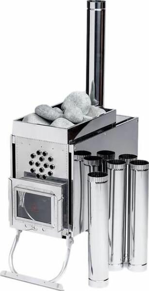 Печь-камин Инвент Малая со встроенным теплообменником с вентилятором, экранами и коробом