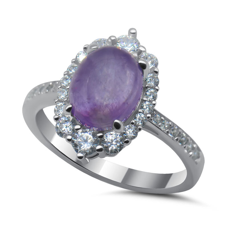 Кольцо, серебро, 925 проба, аметист, фианит