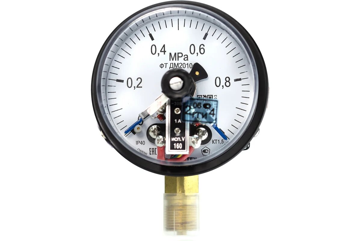 Манометр Физтех ДМ2010ф, диапазон 0-1 МПа, резьба M20×1.5, Ø100, IP40 РШ 4687205178169
