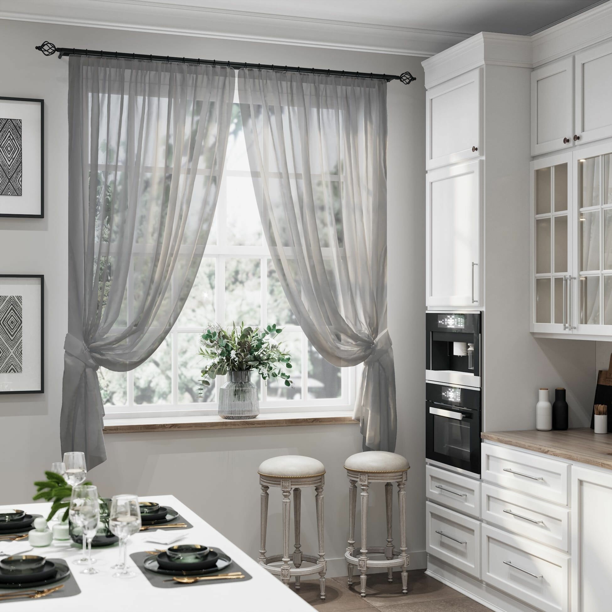 Шторы для кухни Иола серый
