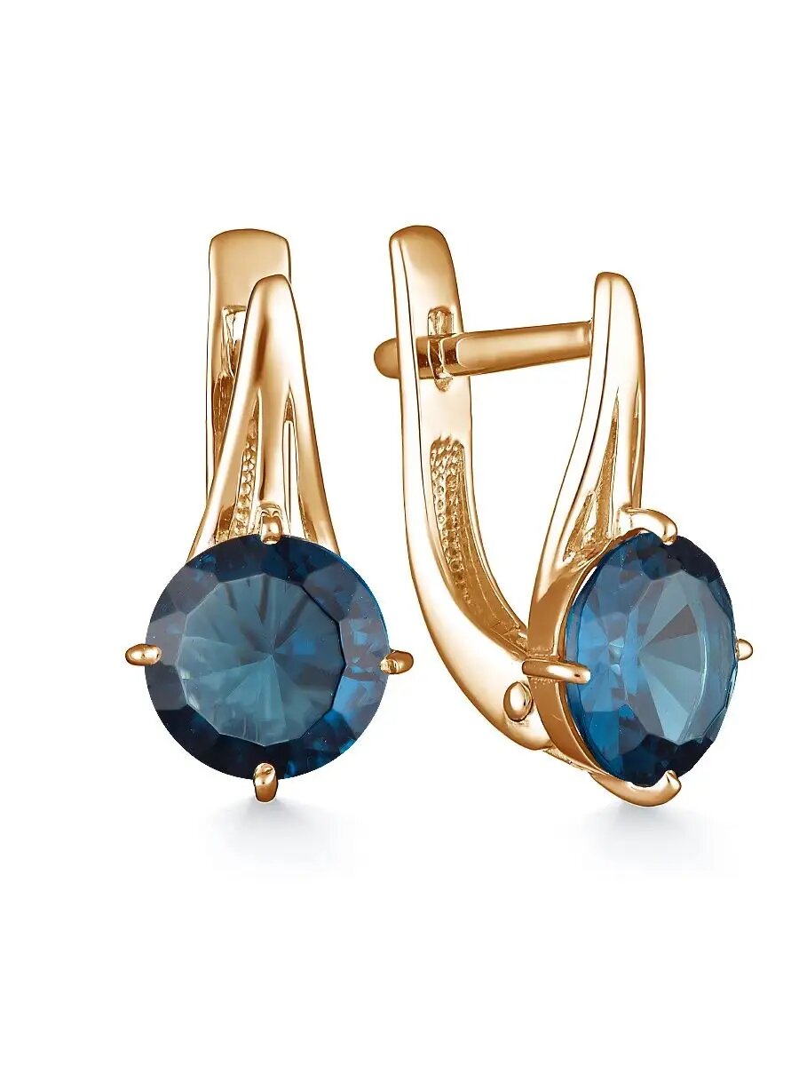 Серьги, красное золото, 585 проба, бриллиант, топаз