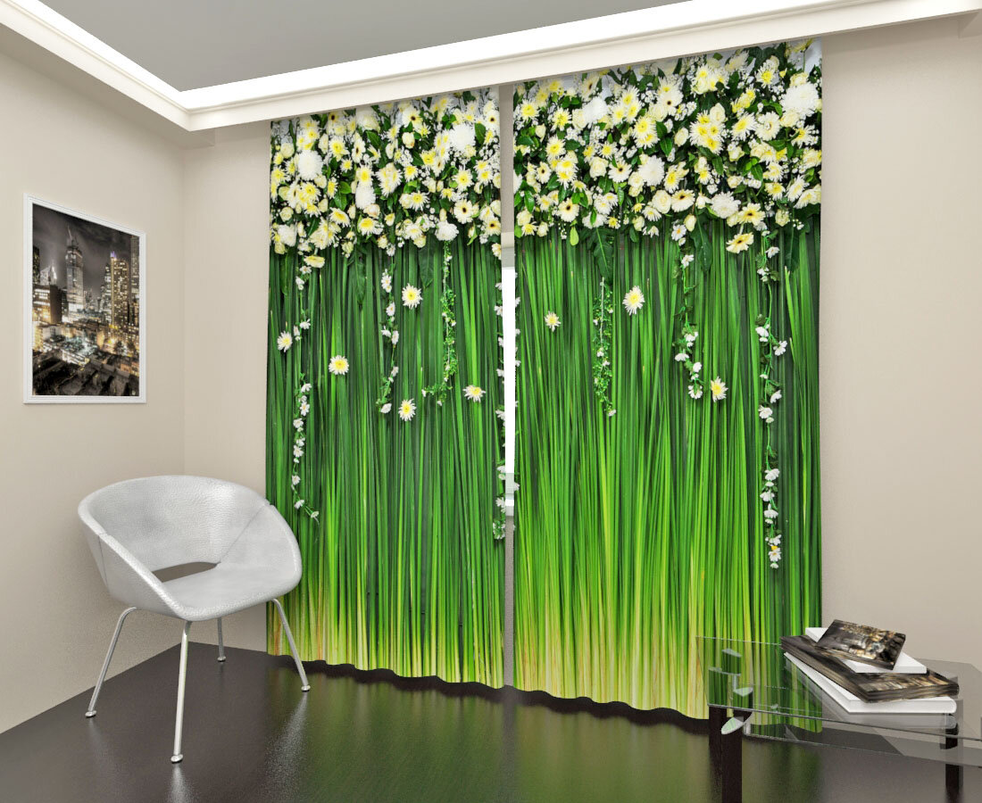 Фотошторы Арт Паула Цветущая изгородь 5 Габардин В: 260 см Ш: 2*145 = 290 см