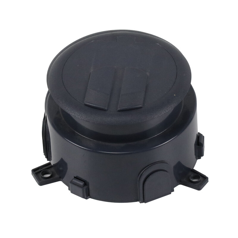 Лючок для установки 1 модуля 45х45мм и 1 модуля 22,5х45мм, круглый, с круглой крышкой, цвет серый, Donel