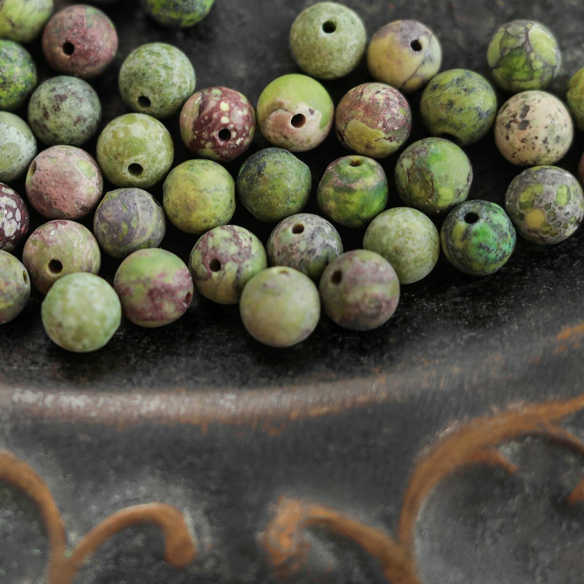 Бирюза натуральная американская 20 шт, цвет зеленый матовый, размер 6 мм