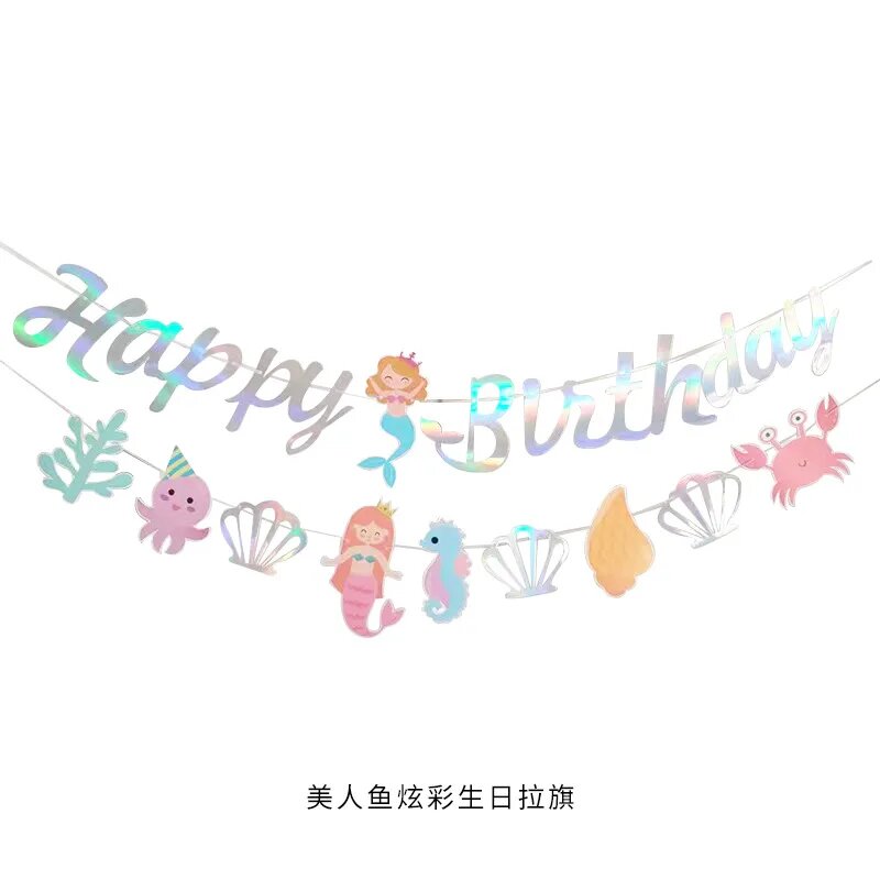 Гирлянда "Happy Birthday" с морскими обитателями, 1Set banner-a