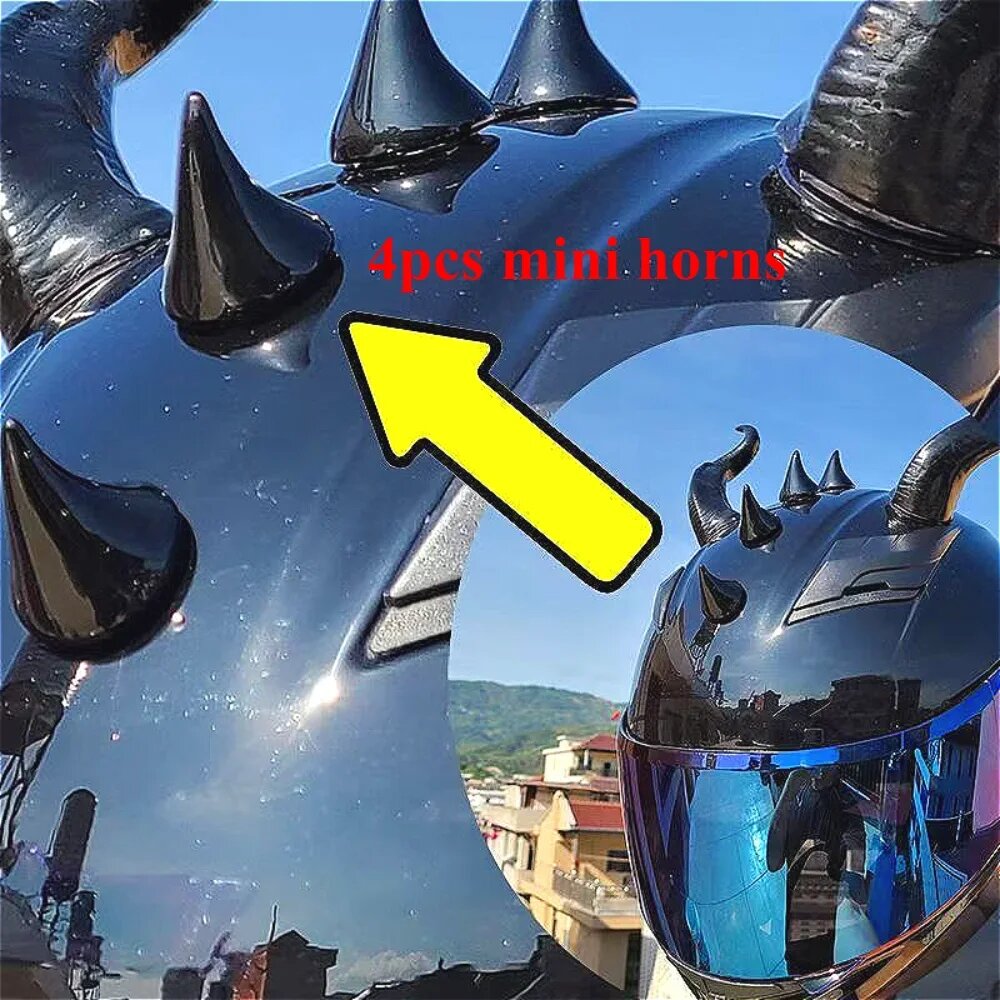 Творческая личность, украшение для мотоциклетного электрического шлема, рога дьявола, аксессуары для мотоциклетного шлема, наклейки, стиль косплея Темно-синий, 4pcs mini horns