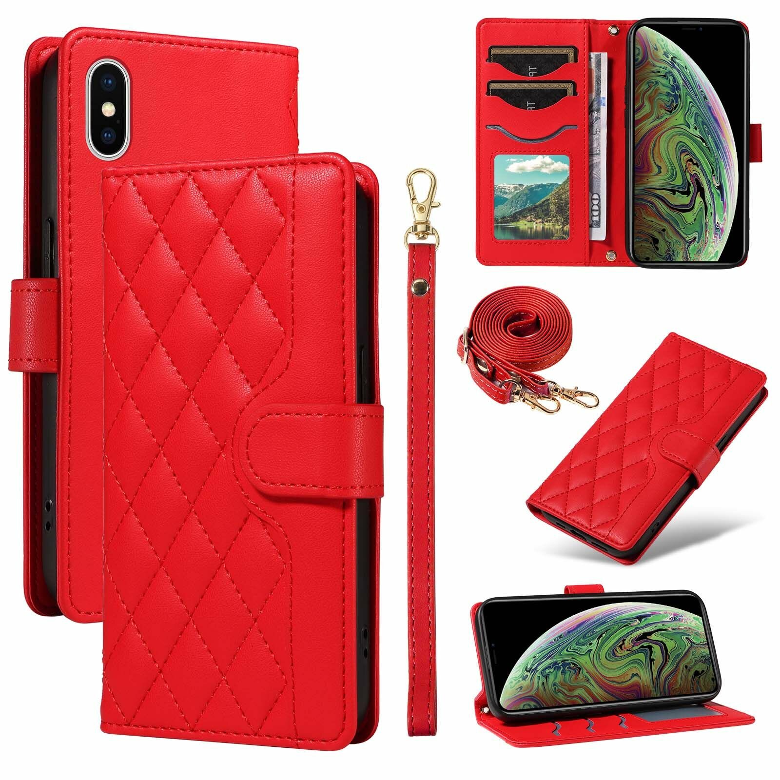 YIKATU Кожаный Чехол Для Apple iPhone X / iPhone XS (Айфон Х / Айфон ХС) С визитницей из экокожи, модный, против падения, подарочный, элитный, книжка