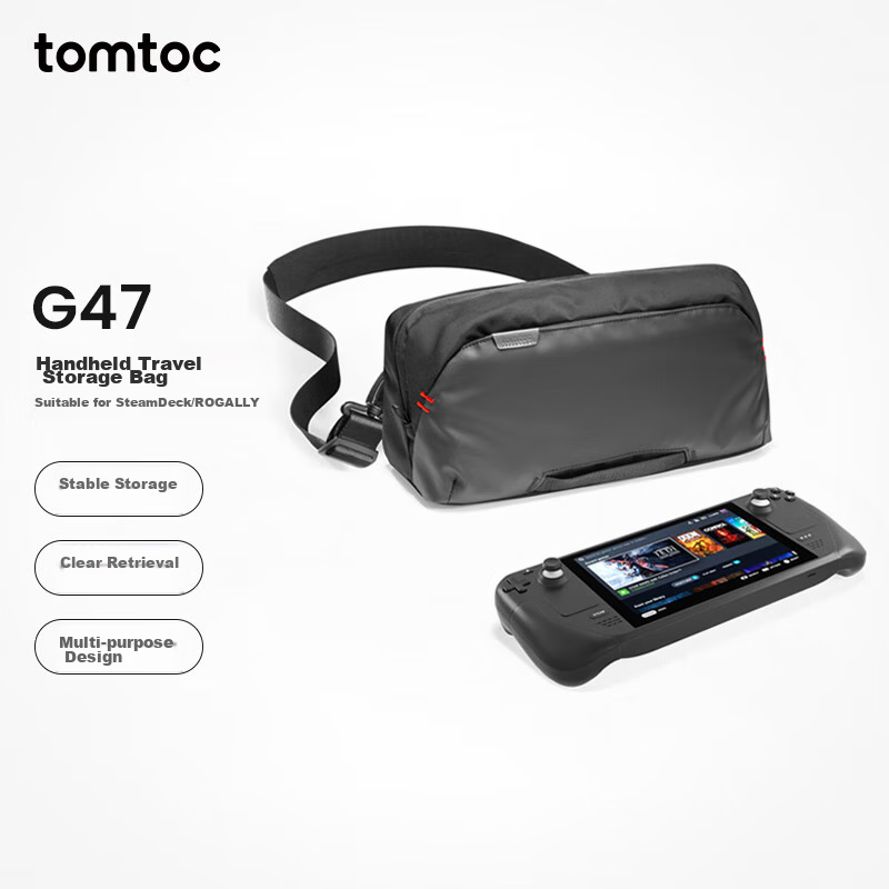 Tomtoc Steam Deck Storage Bag, ROG Handheld Console Storage Bag, Ally X Crossbody Bag, Compatible with LEGION Switch Storage Bag, with Hori Controller, Win Handheld Bag G47